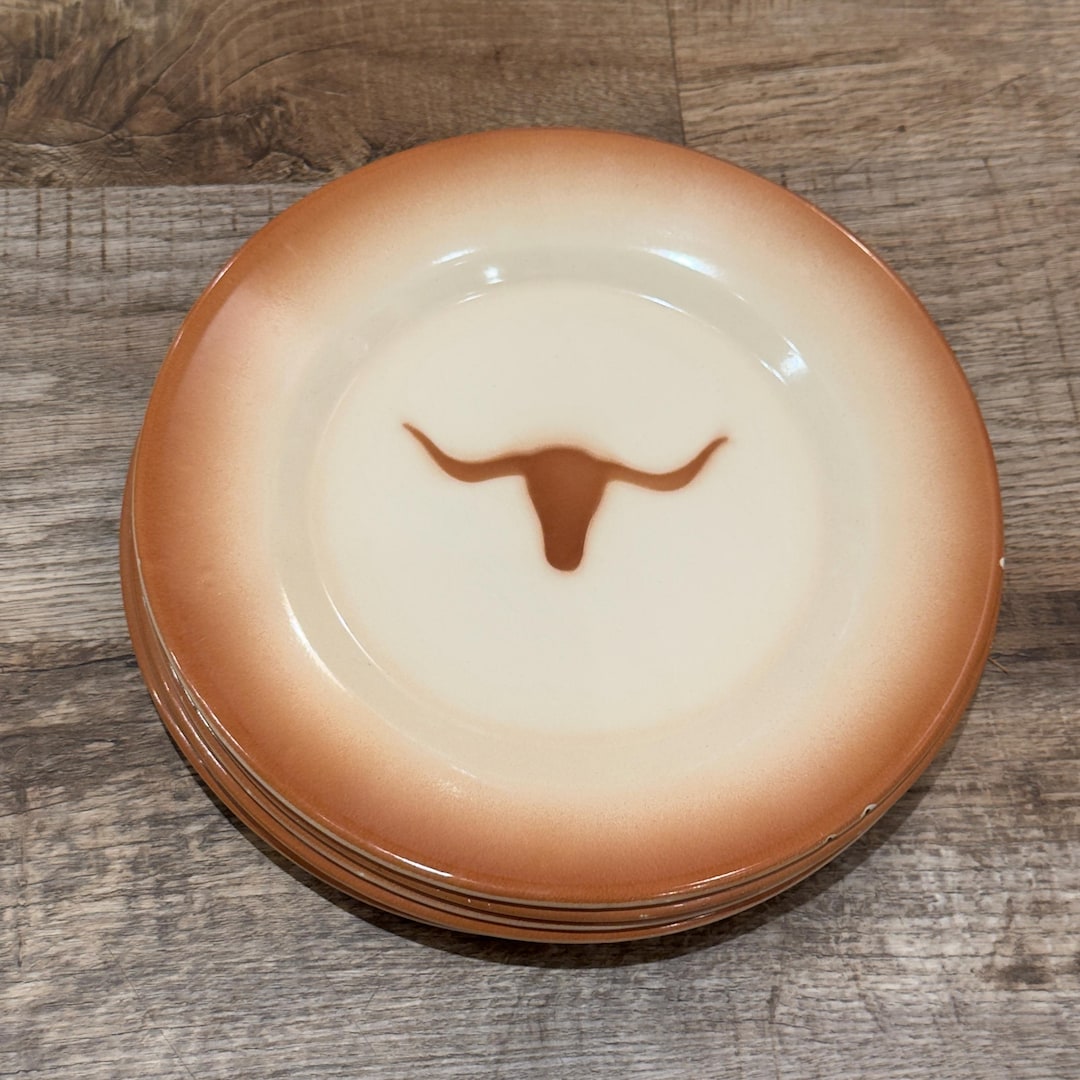 Set of 7 Vintage Large Enamelware Southwestern Texas Longhorn Steer ...