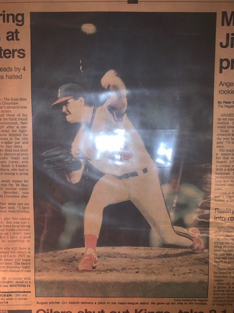 1989 Only ONE Arm Pitcher JIM ABBOT California Angels Rookie Start ...