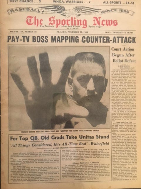 Football Newspaper Original 1964 Johhny Unitas Baltimore Colts BEST ...