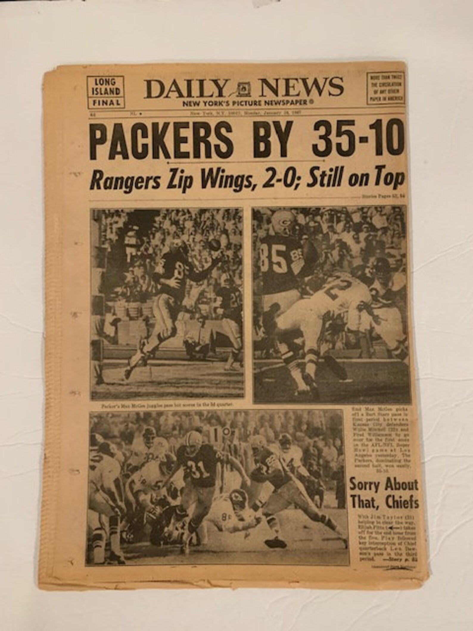 Super Bowl I in 1967 Green Bay Packers NFL Over KC Chiefs Vince ...
