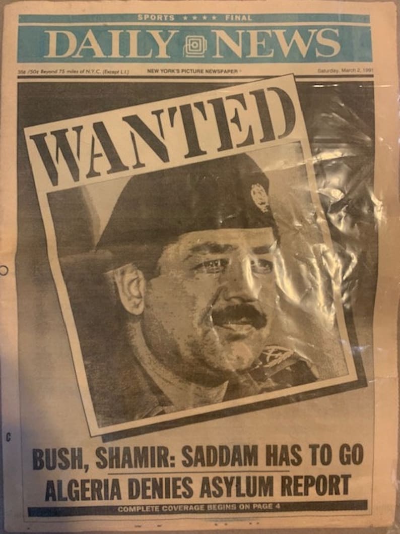 Saddam Hussein 1991 New York Daily News ORIGINAL Complete All Pages - Etsy