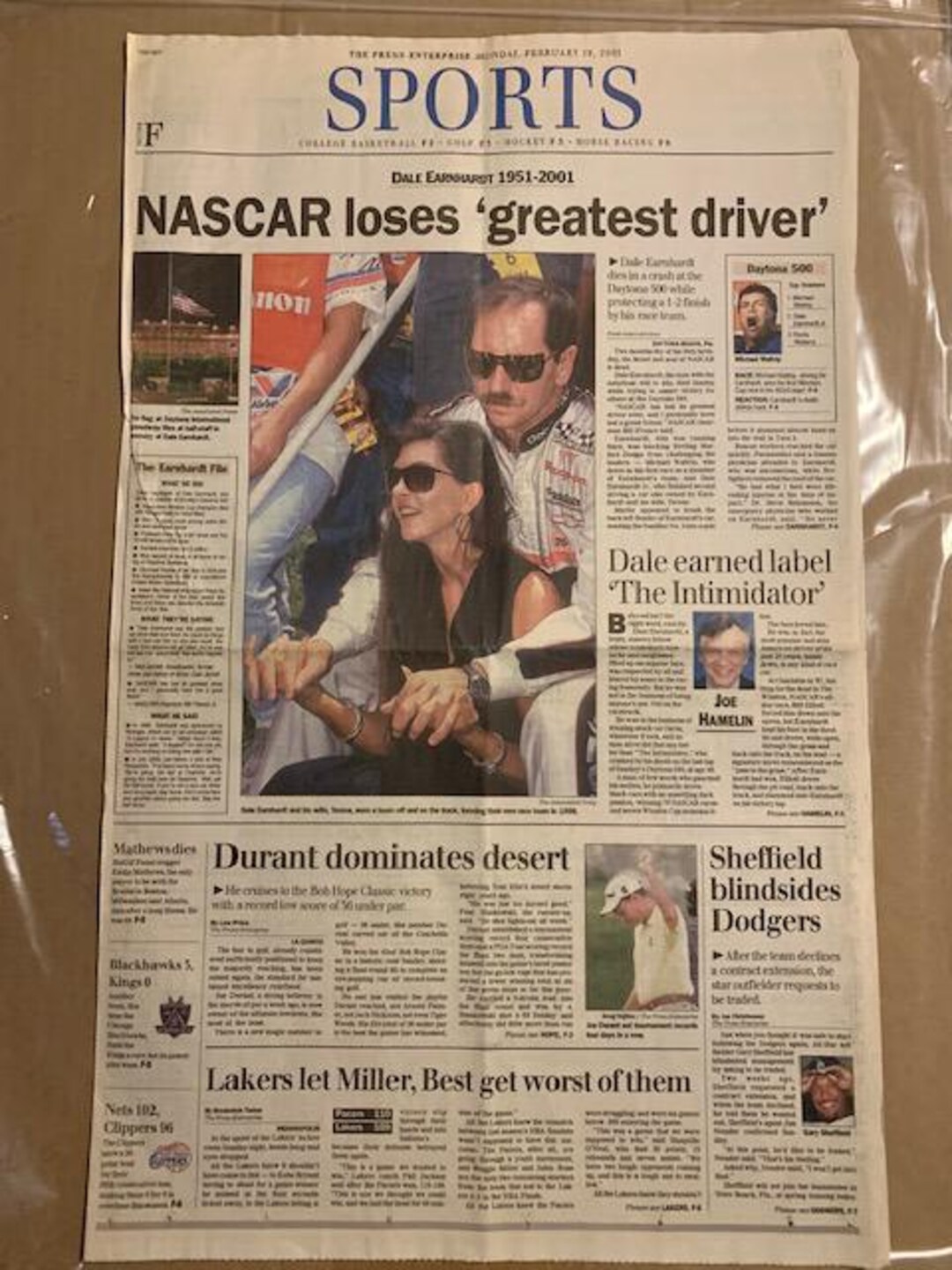 NASCAR Dale Earnhart 2001 Dies Original Newspaper - Etsy