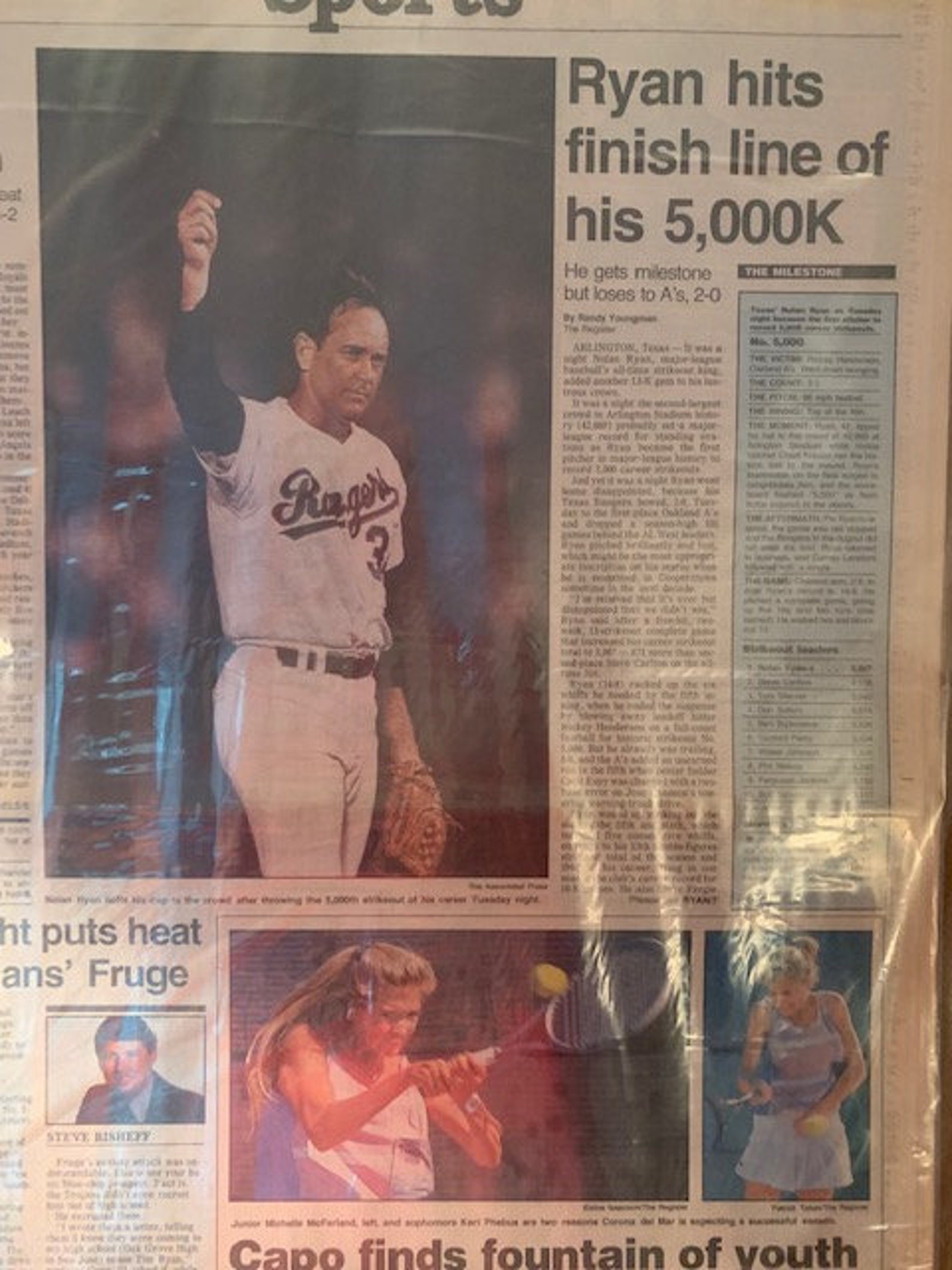 BASEBALL MLB Nolan Ryan 5,000 Strike Outs 1989 - Etsy