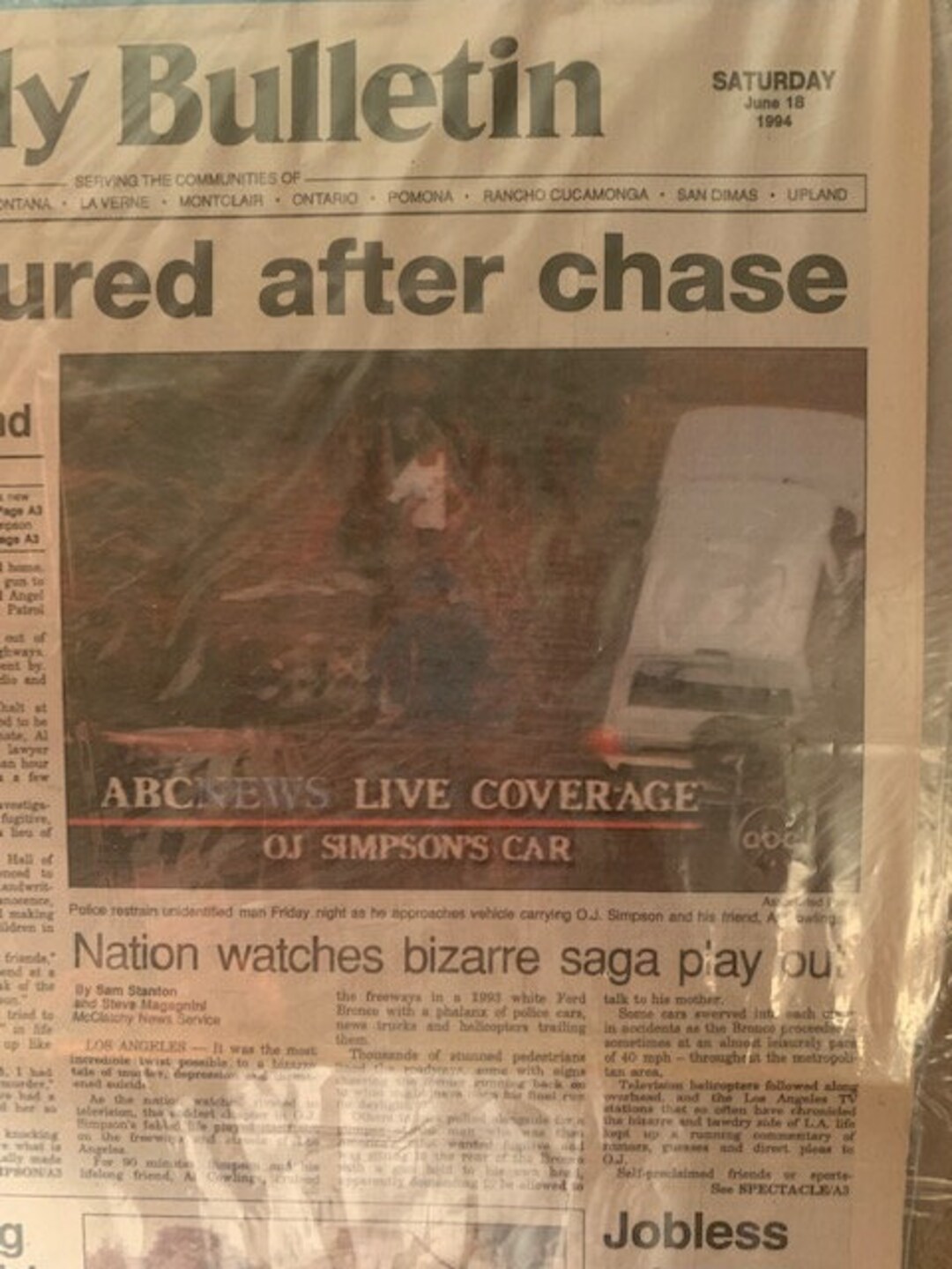 OJ SIMPSON Captured After Chase on Freeway to MEXICO Newspaper 1994 - Etsy