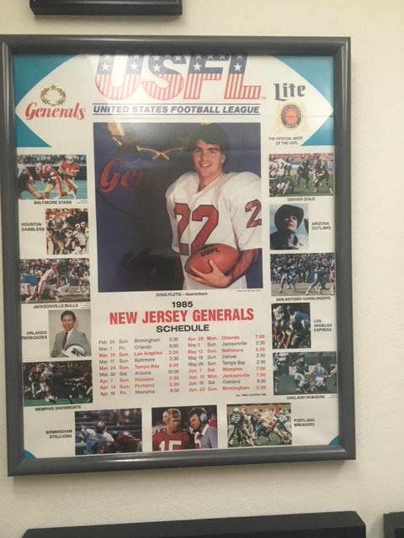 Original POSTER 1985 USFL Doug Flutie New Jersey GENERALS - Etsy