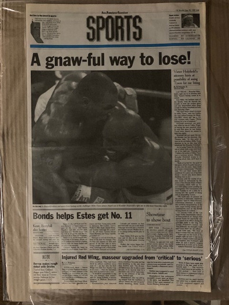 Mike Tyson Bites off Holyfields Ear!! 1997 Title Fight Boxing - Etsy