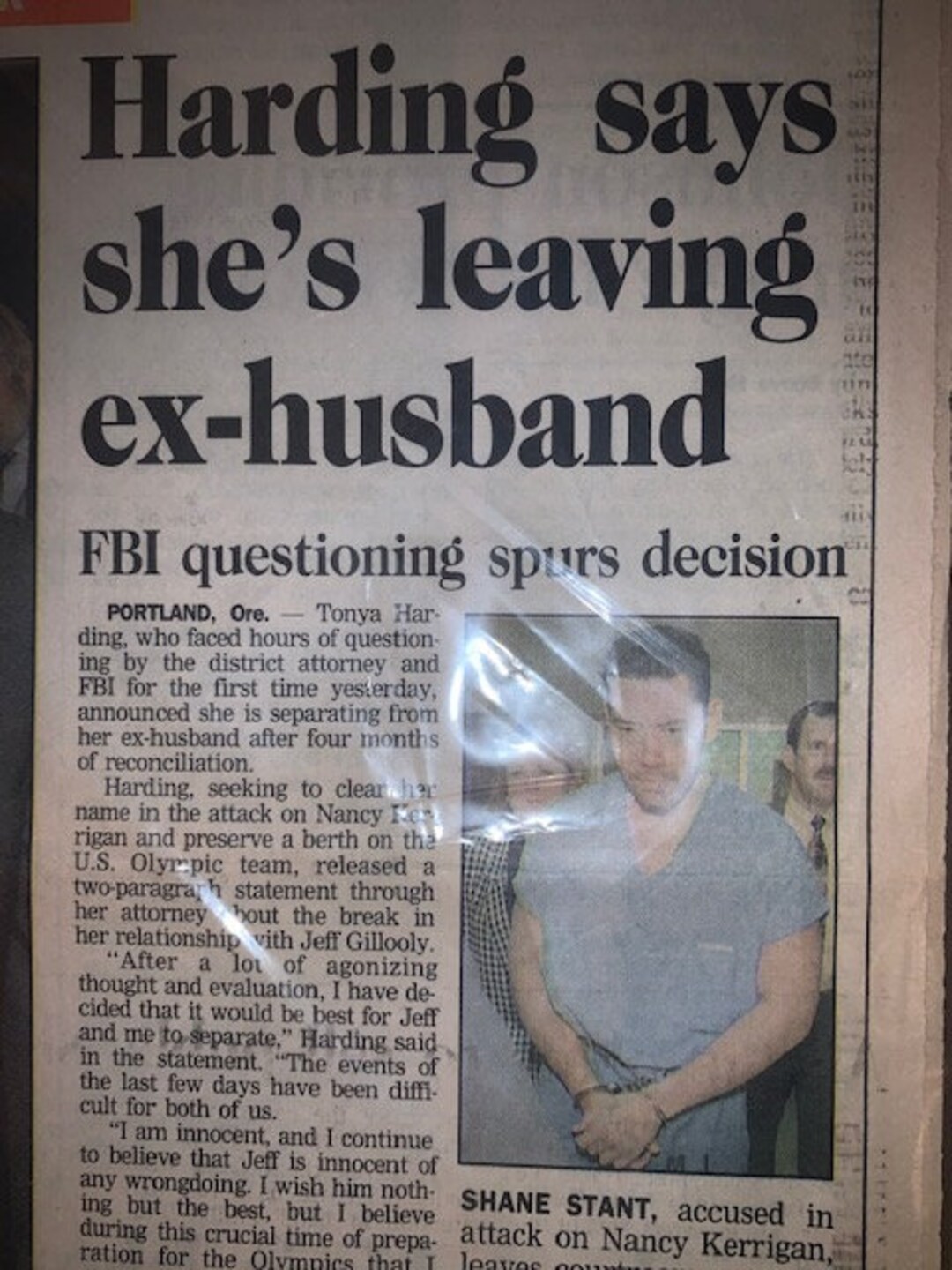 TANYA HARDING Olympics Ice Skating Original Newspaper 1994 - Etsy