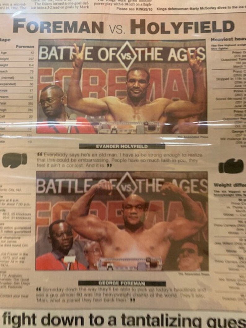 George Foreman 42 Years Old Out of Retiremeni Holyfield 1991 - Etsy