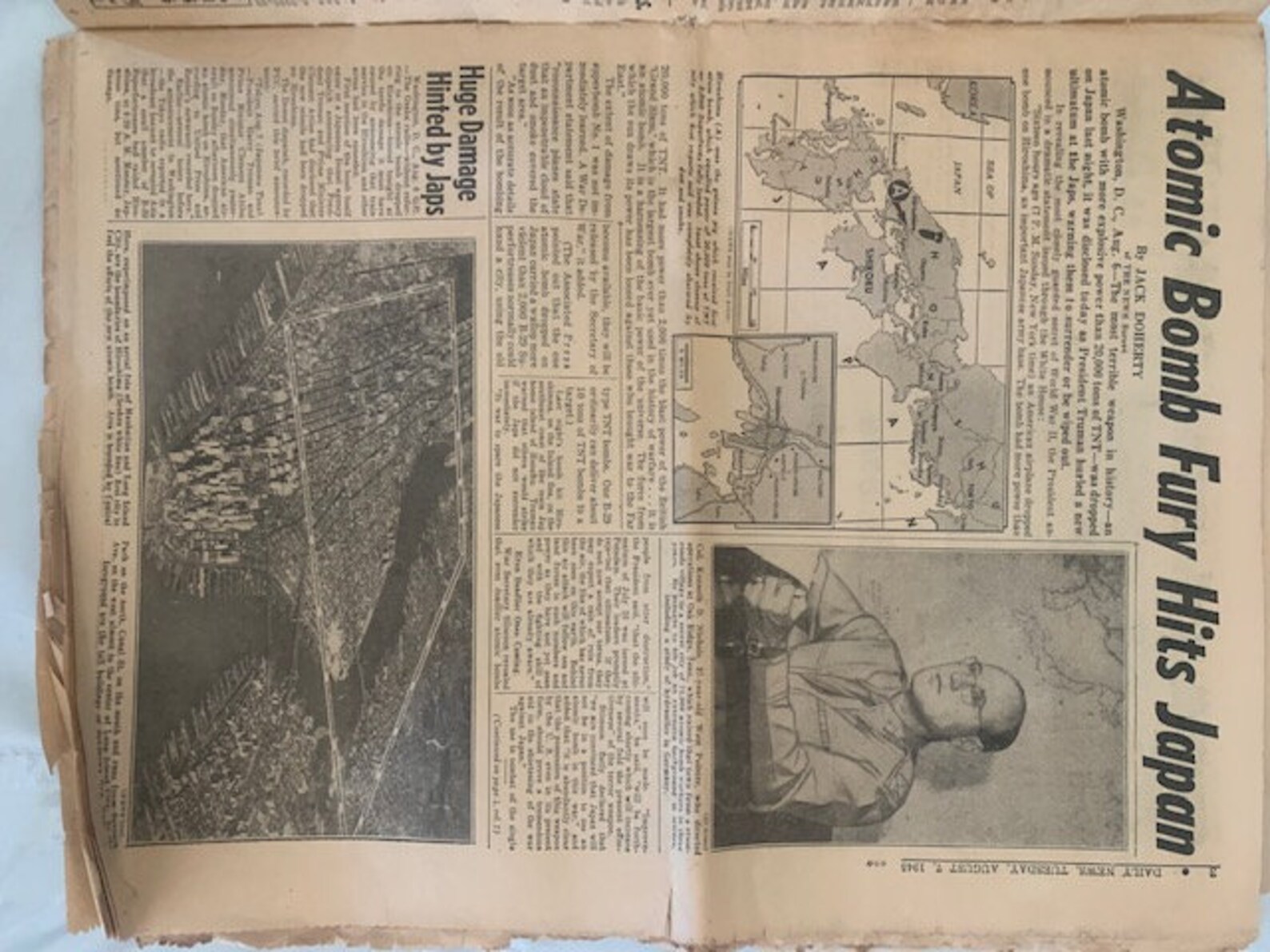 Atom Bomb WW2 Dropped on Japan Harry S. Truman 1945 NY Daily News ...