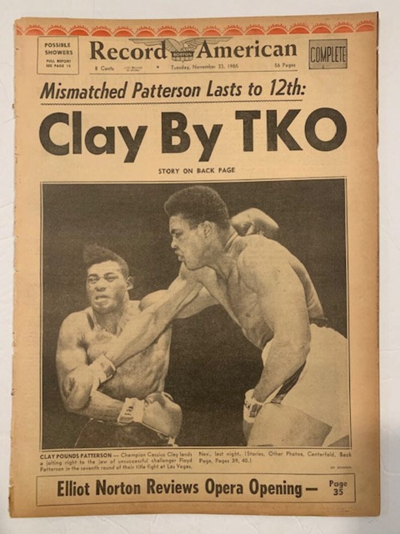 Cassius Clay (muhammad ALI) 1965 Floyd Patterson BOXING TITLE 1965 ...