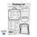 Kid's Doodle Packing List | PRINTABLE Full Page | Hand Drawn PDF File ...