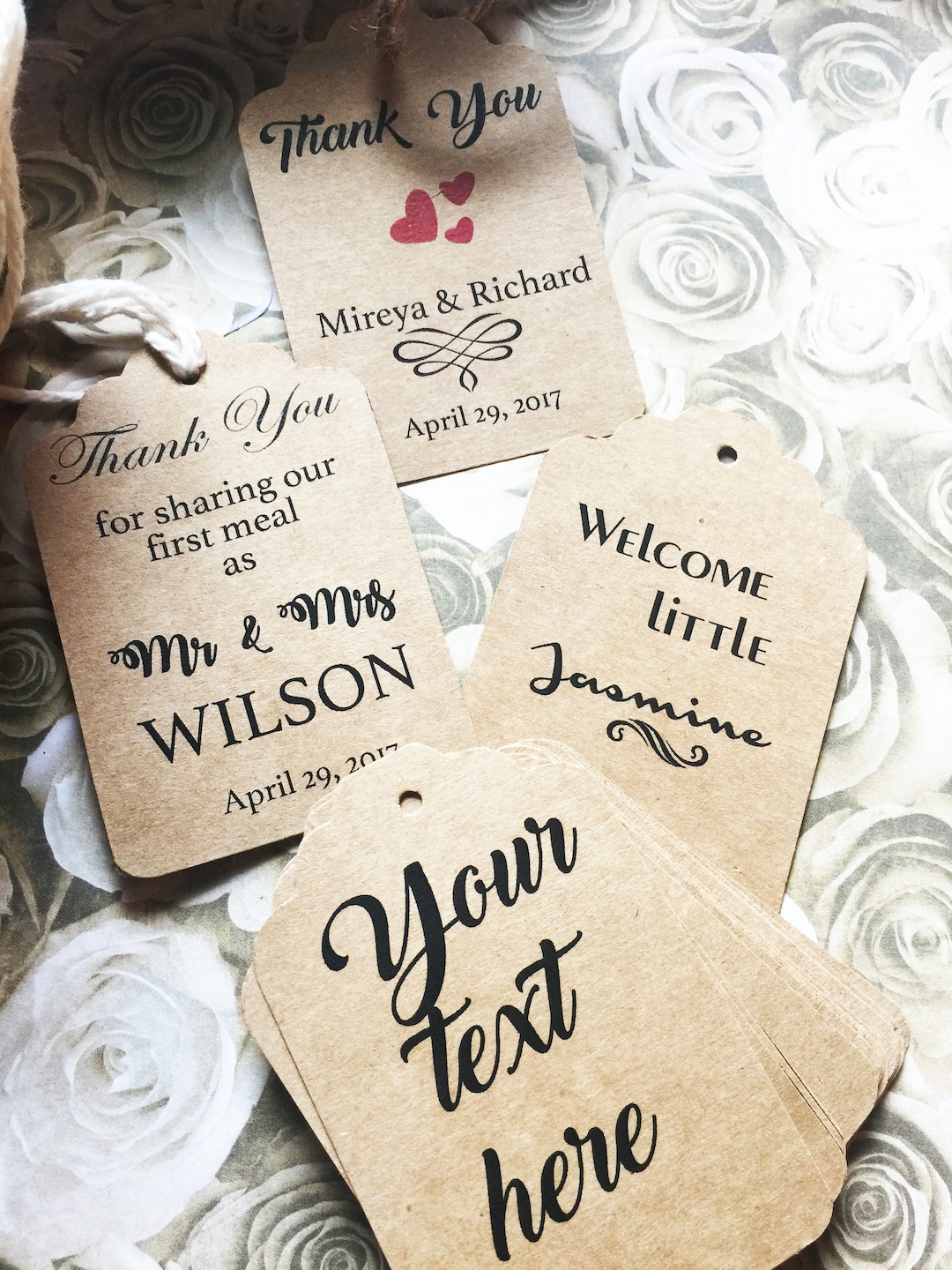 Custom, Personalized Tag, Rustic, Vintage, Decorative Tags, Wedding ...