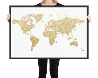 Gold world map | Etsy