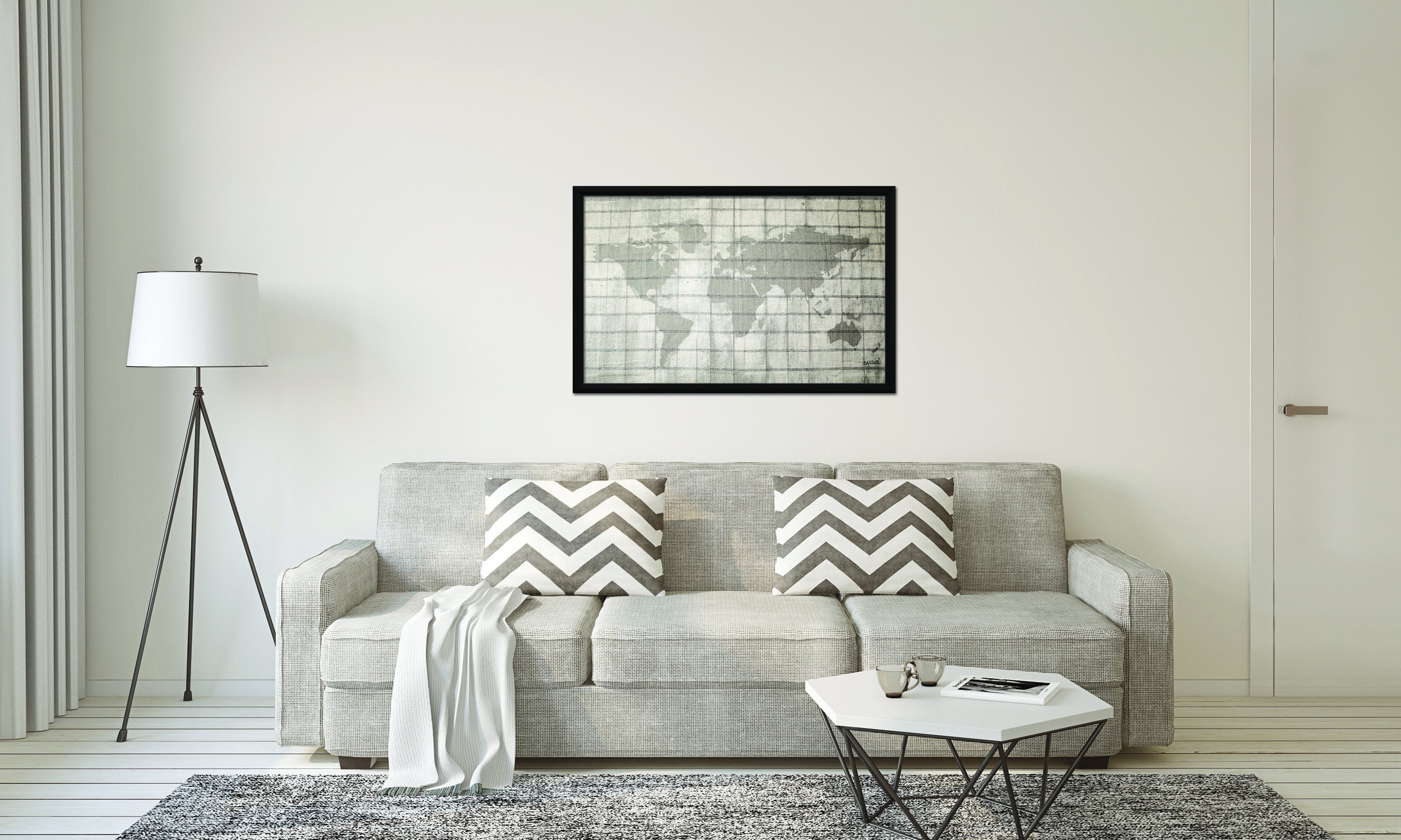 World Map Cancas • Rustic Neutral Beige Linen Art - Etsy