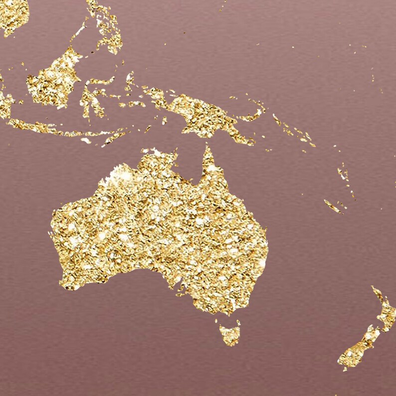 World Map Canvas • Gold Glitter on Rose Gold - Etsy