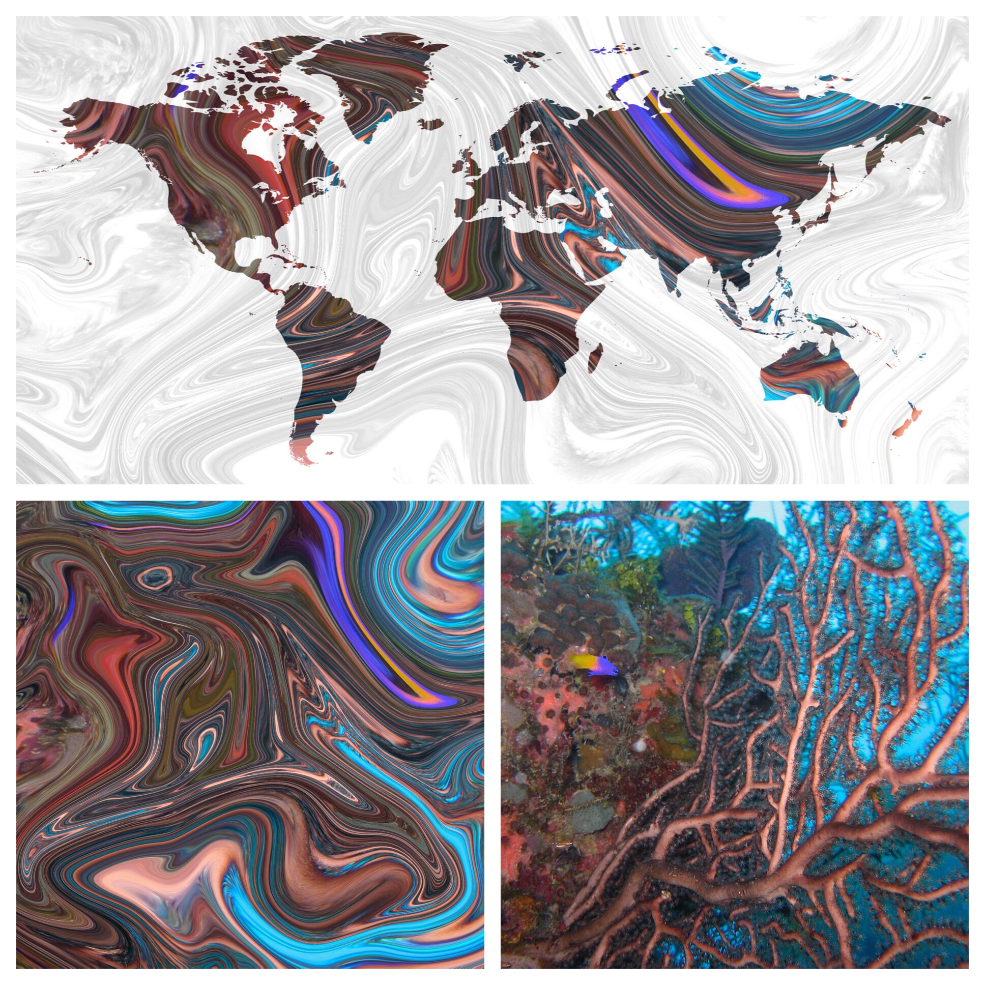 Custom Digital Abstract Marble Pattern World Map Made From Your Travel ...