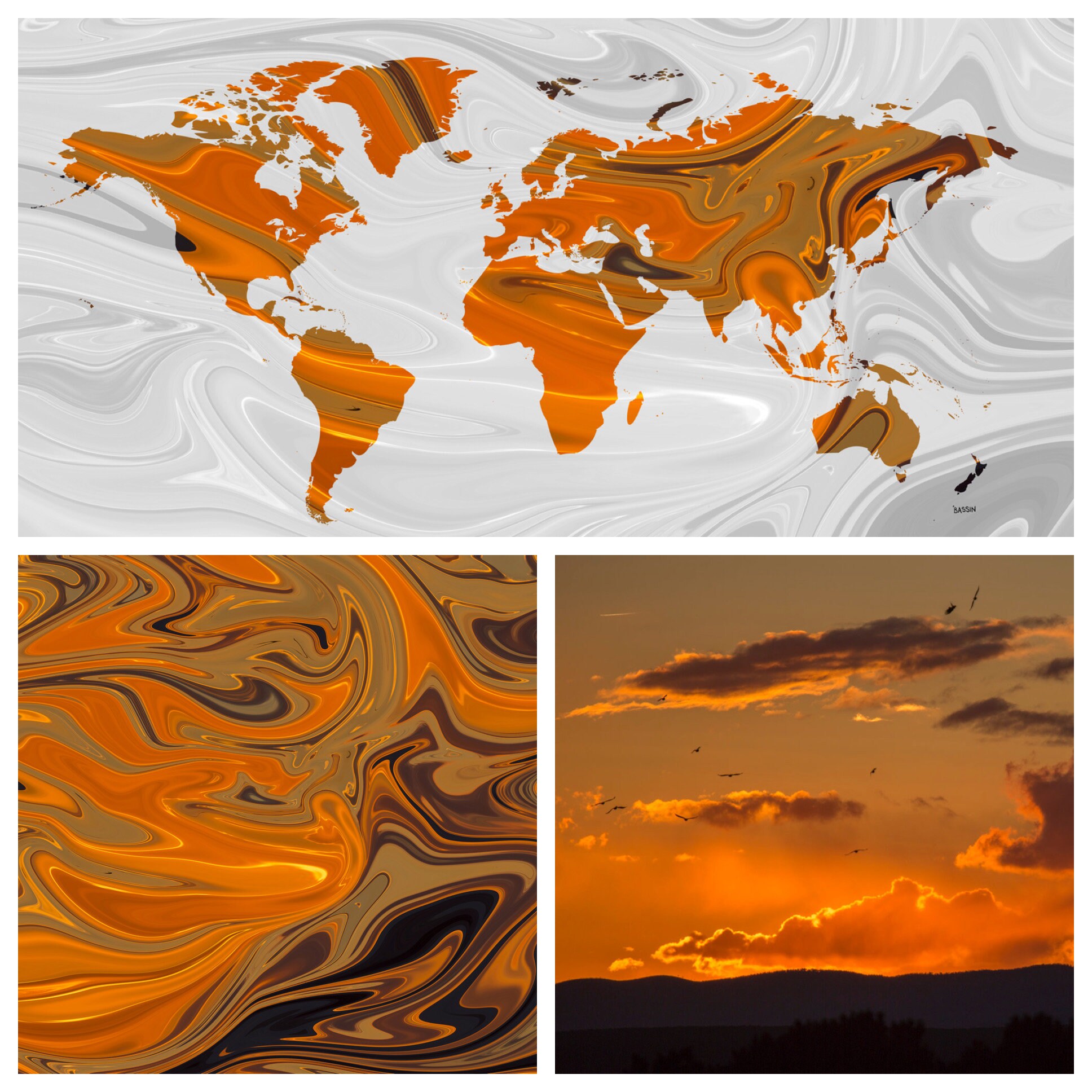 Custom Digital Abstract Marble Pattern World Map Made From Your Travel ...