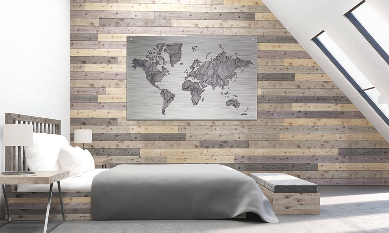 World Map on Aluminum Metal • Topography - Etsy