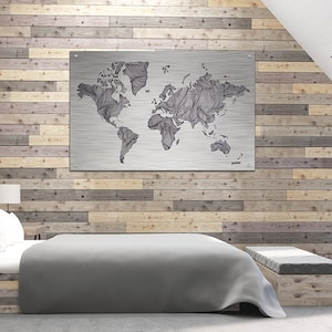 World Map on Aluminum Metal • Topography - Etsy