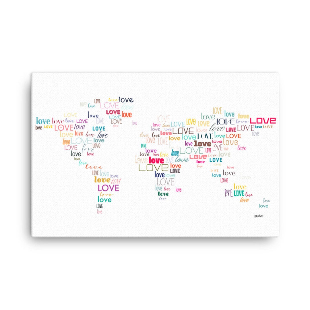 World Map Canvas • Love Fonts and Typography - Etsy