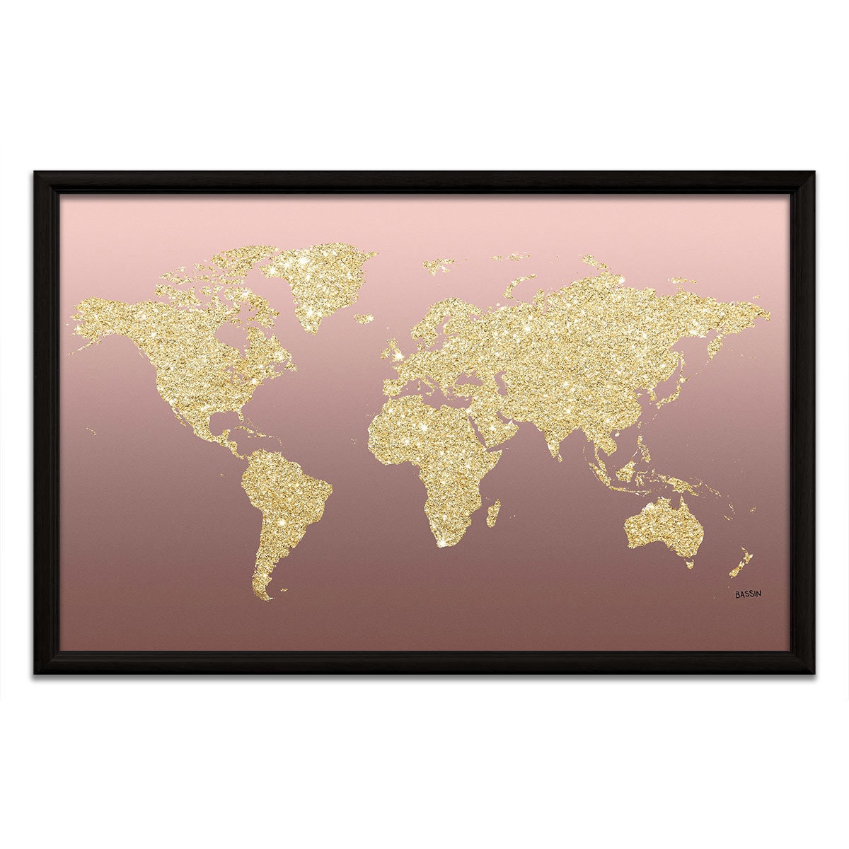 World Map Push Pin Board Gold Glitter on Rose Gold - Etsy