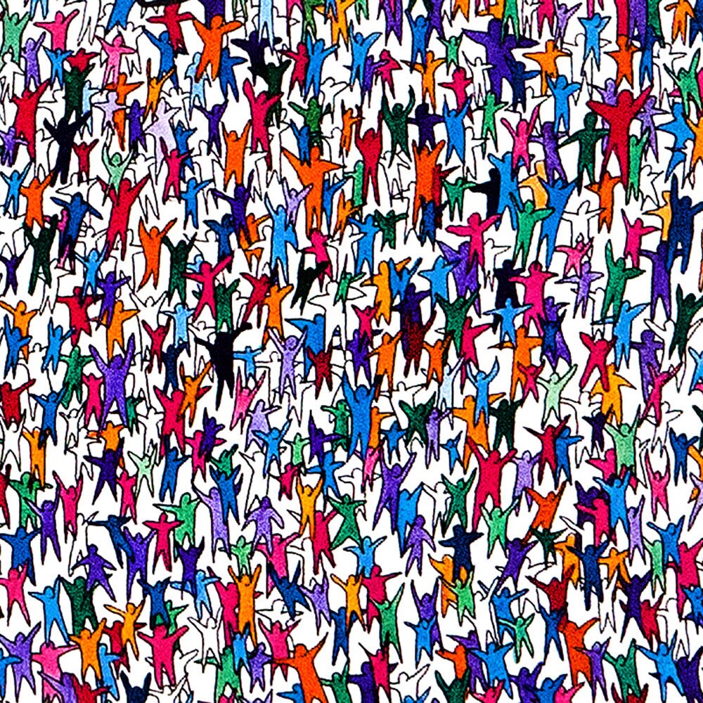 World Map Canvas • Happy Humanity Tiny Colorful People Art - Etsy