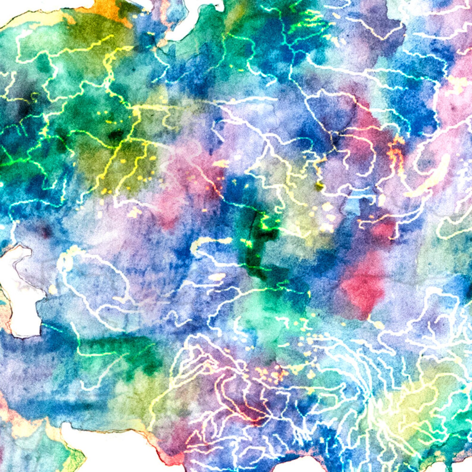 World Map Canvas • River Systems Earthtone Watercolor Painting Art - Etsy