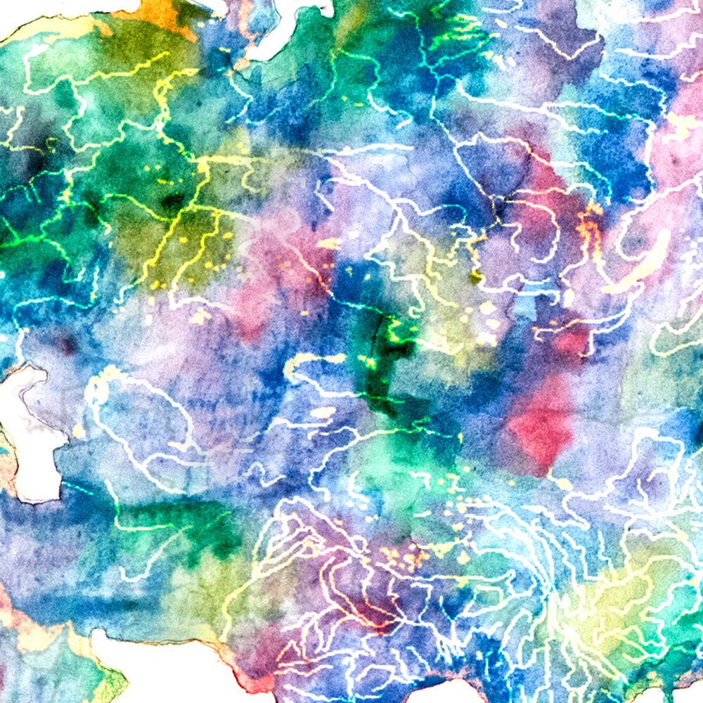 World Map Canvas • River Systems Earthtone Watercolor Painting Art - Etsy