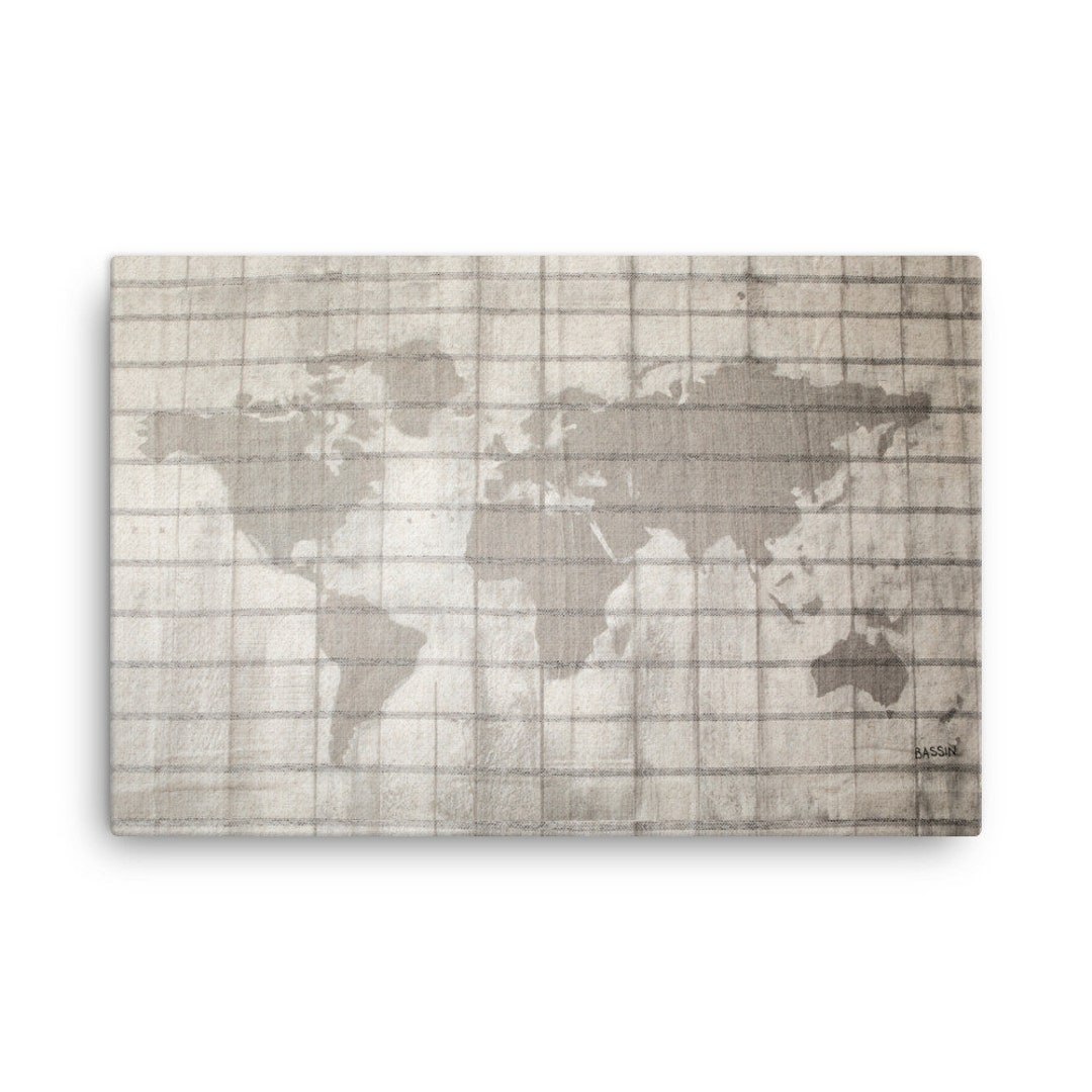 World Map Cancas • Rustic Neutral Beige Linen Art - Etsy