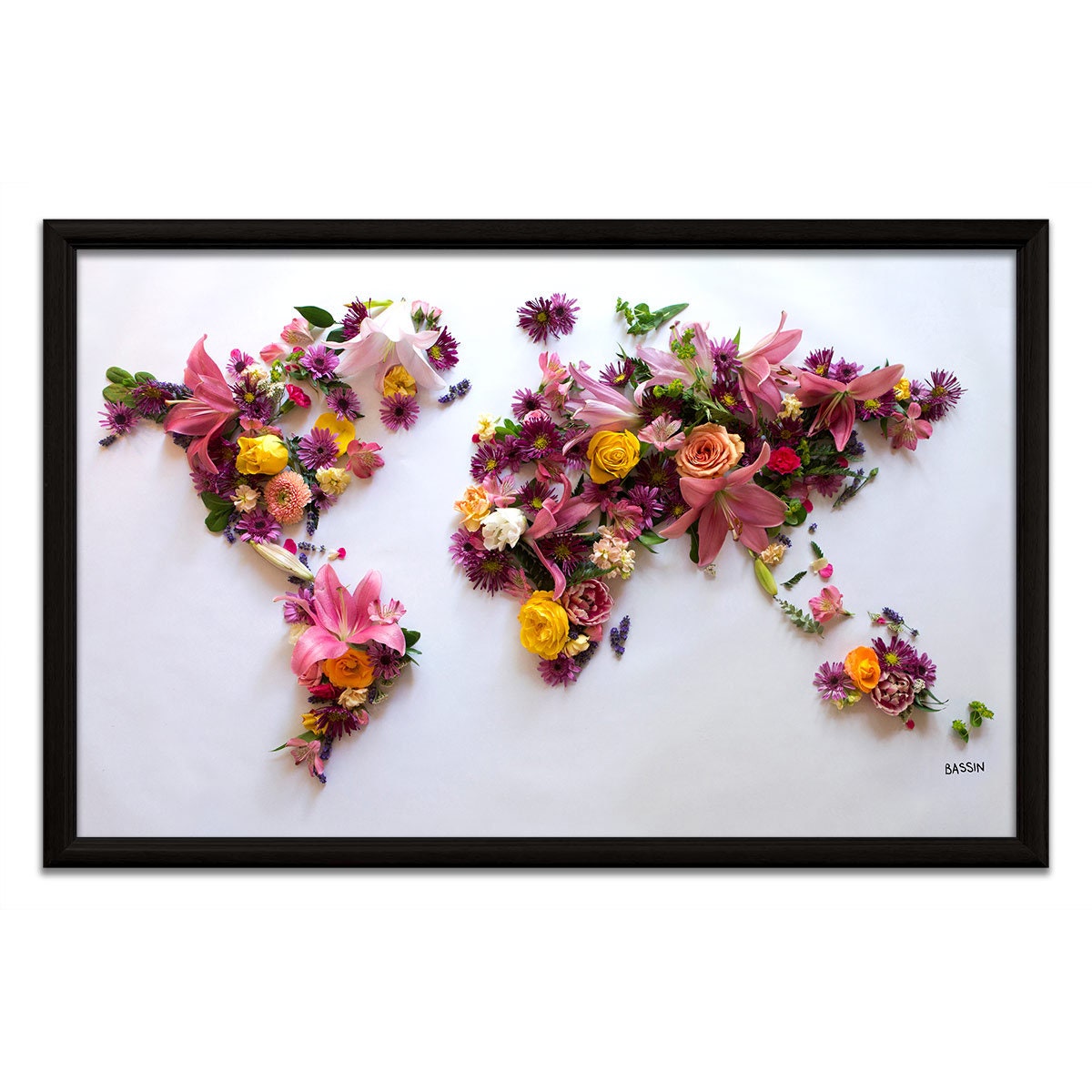 World Map Push Pin Board • Spring Bouquet Flower Print - Etsy