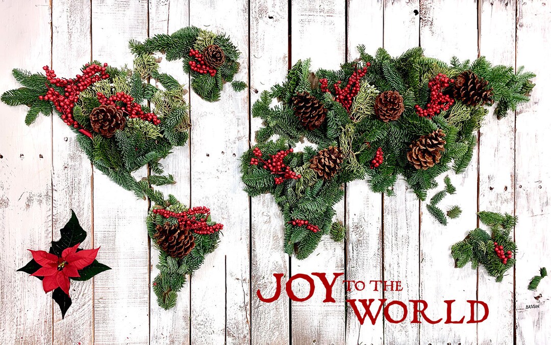 Printable World Map, Joy to the World Holiday Map - Etsy