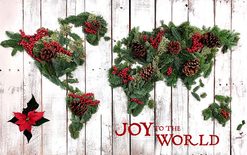 Printable World Map, Joy to the World Holiday Map - Etsy