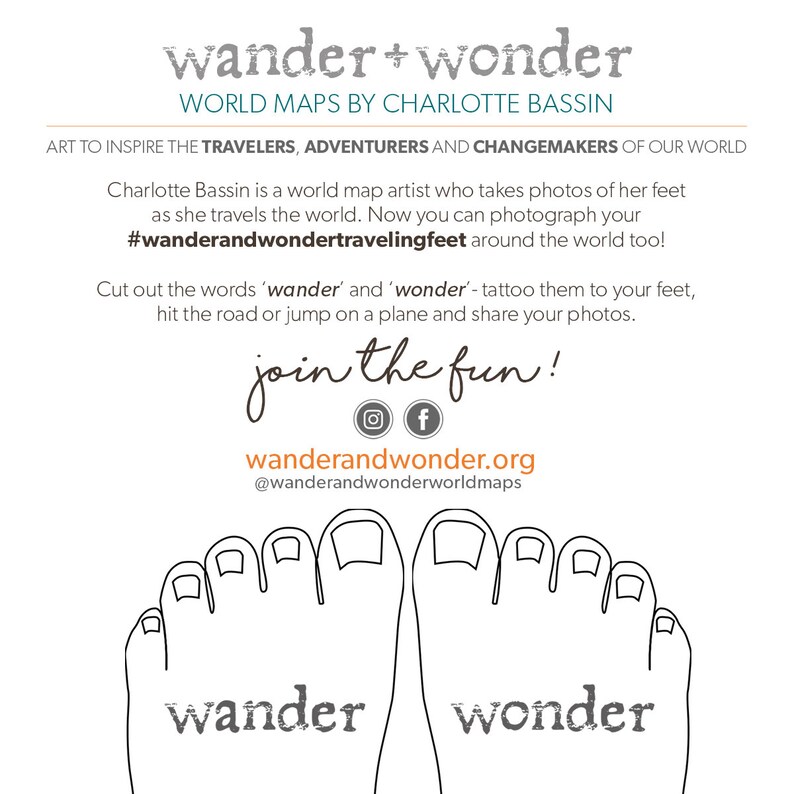 Wander Wonder World Map Temporary Tattoo - Etsy