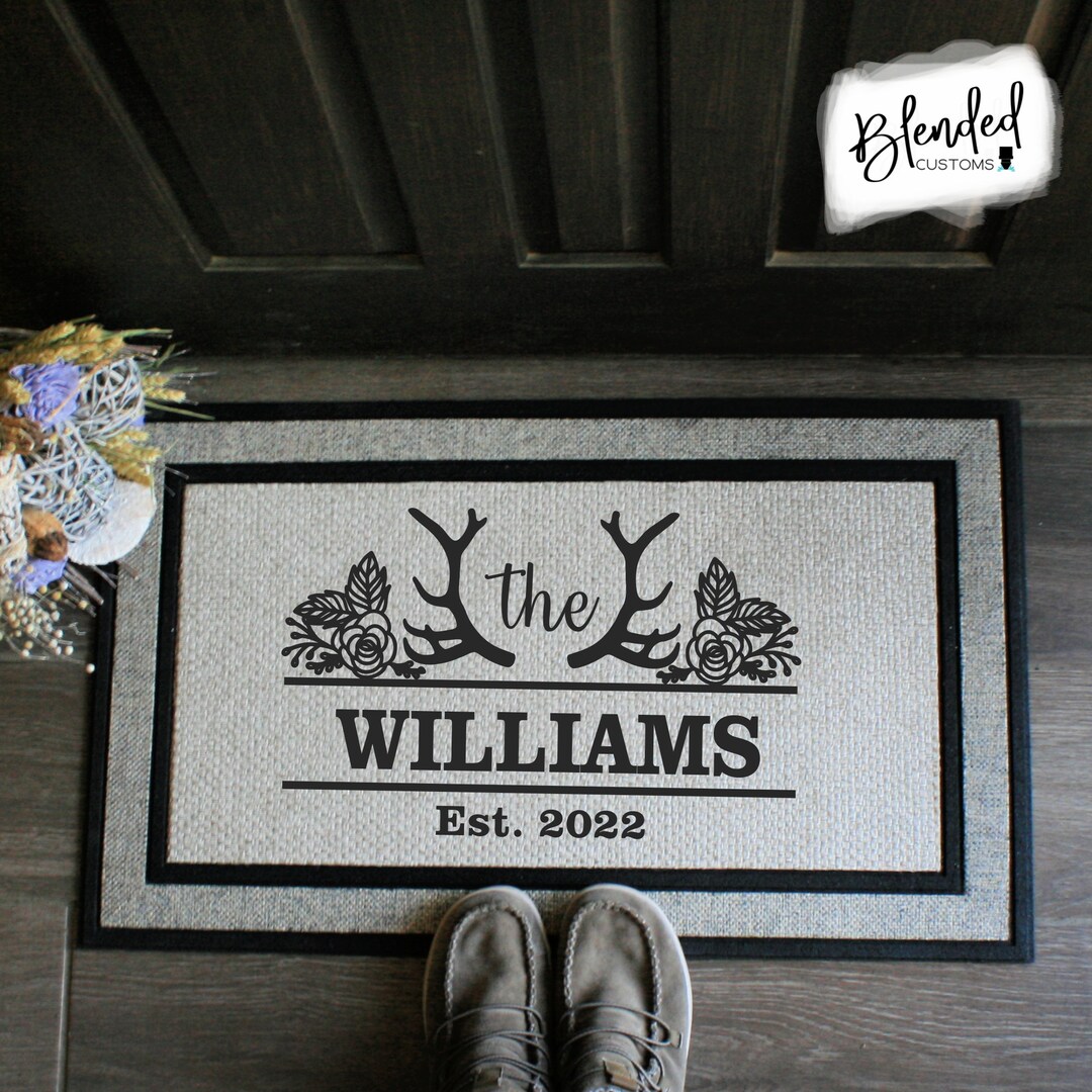 Personalized Antler Name Doormat - Personalized Doormat - Personalized ...