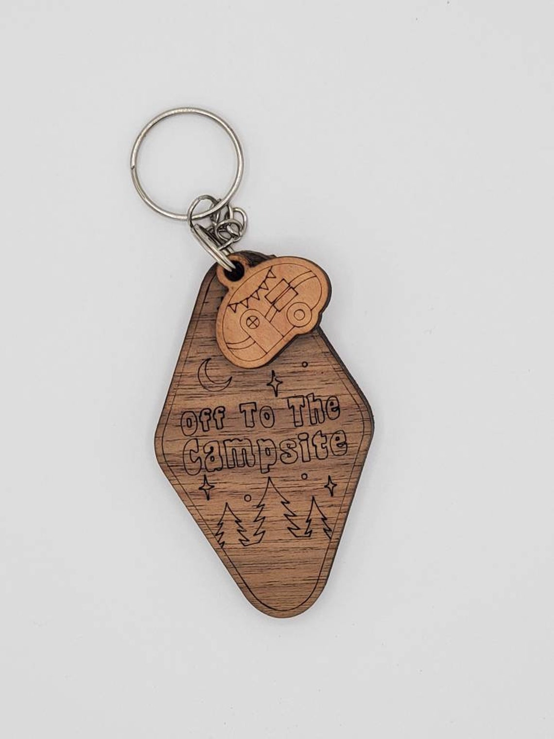 Off to the Campsite Wood Keychain Camping Keychain - Etsy