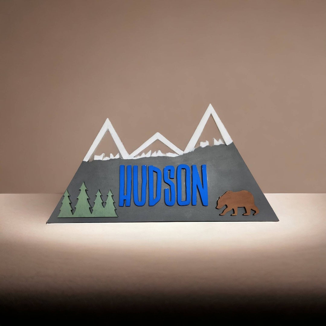 Mountain Themed Name Sign• Mountain Nursery Sign• Woodland Themed ...