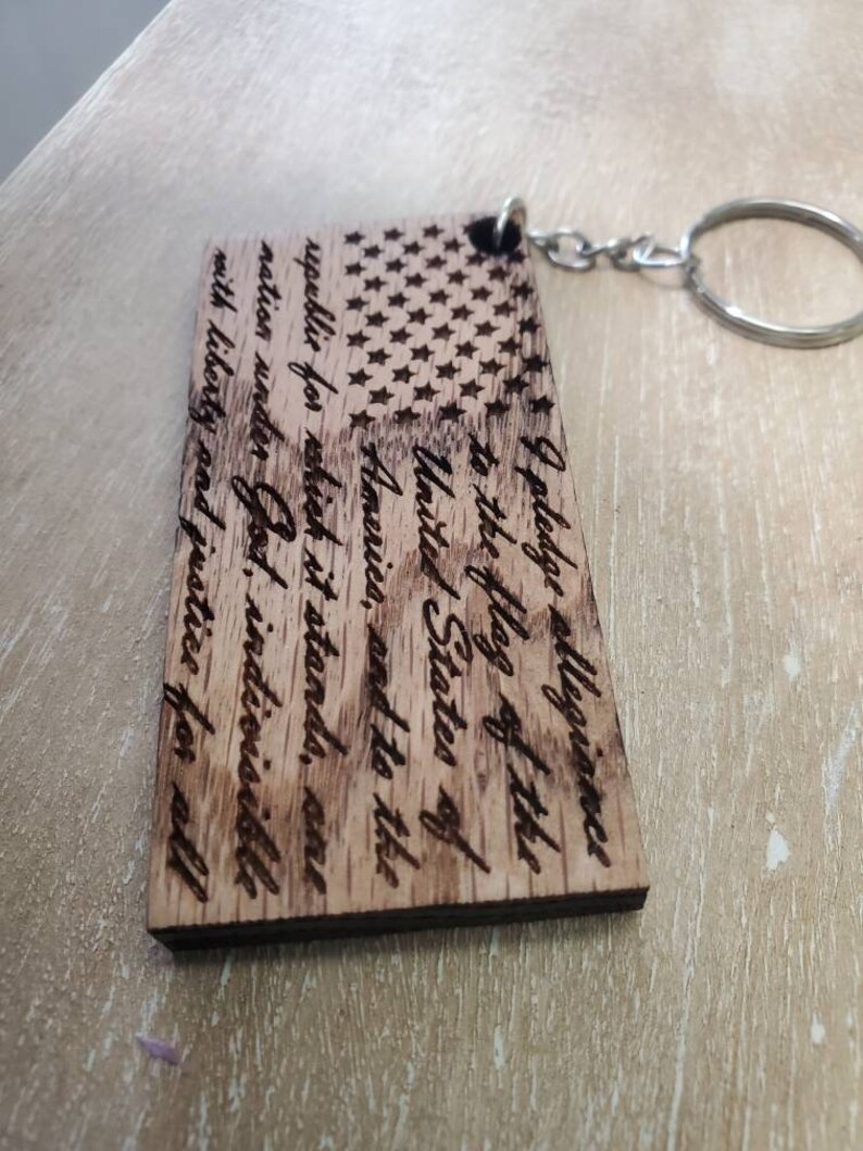 American Flag Pledge of Allegiance Key Chain | Etsy