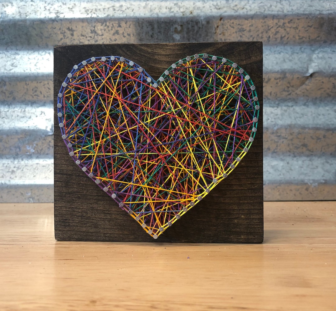 Mini Heart String Art String Art Shelf Sitter Heart Art - Etsy