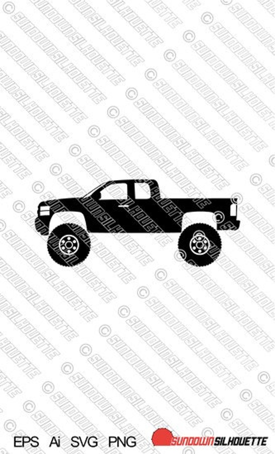 Digital Download Vector Graphic Lifted Chevrolet Silverado 2nd Gen 2007 ...