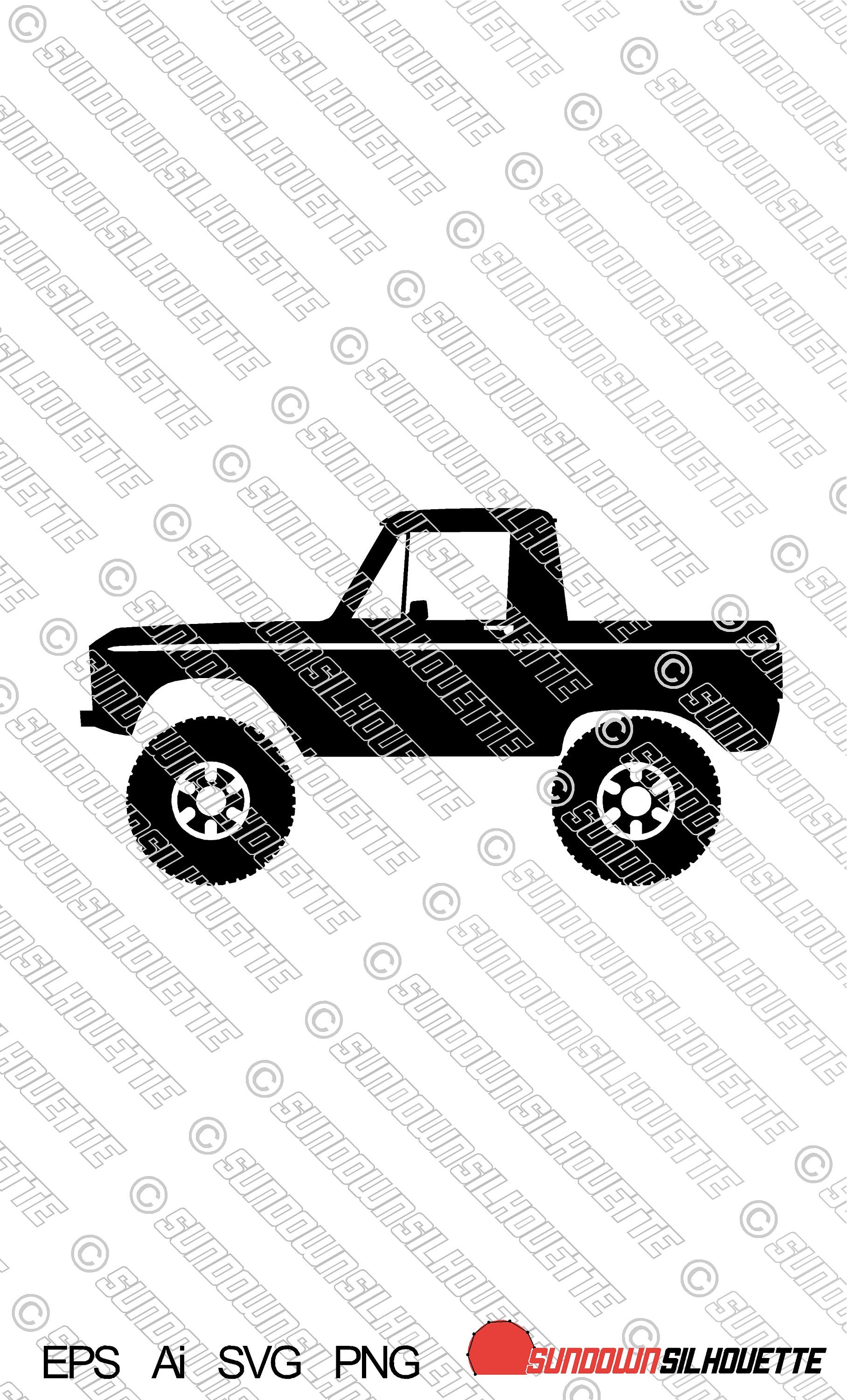 Digital Download Vector Graphic Lifted Ford Bronco Classic 1st Gen Half ...
