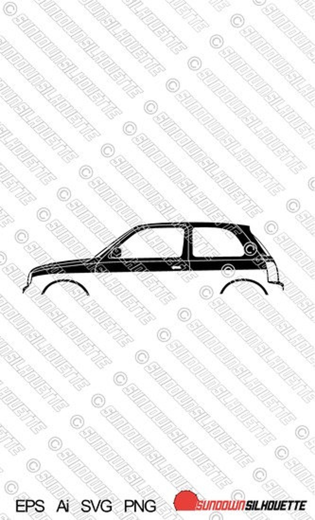 Digital Download Car Silhouette Vector Nissan Micra K11 3-door SR Super ...