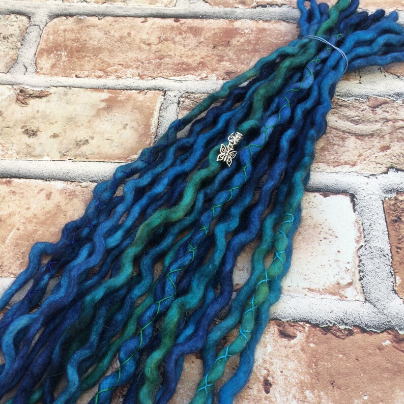 Dreadlocks Single Ended Blue & Green Tones Custom Wool Hair - Etsy