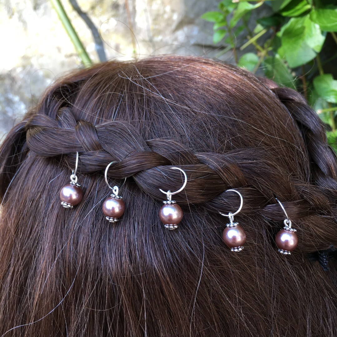 5 Taupe Hair Rings or Dreadlock Hair Rings, Festival, Boho, Gypsy ...