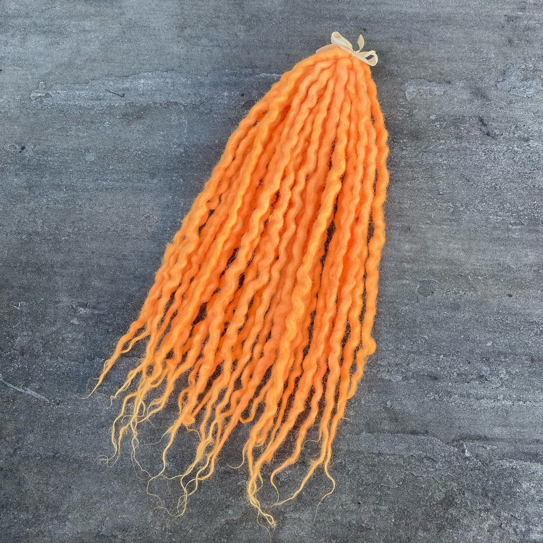 Custom UV Reactive Pastel Orange - Double Ended Wool Dreadlocks ...