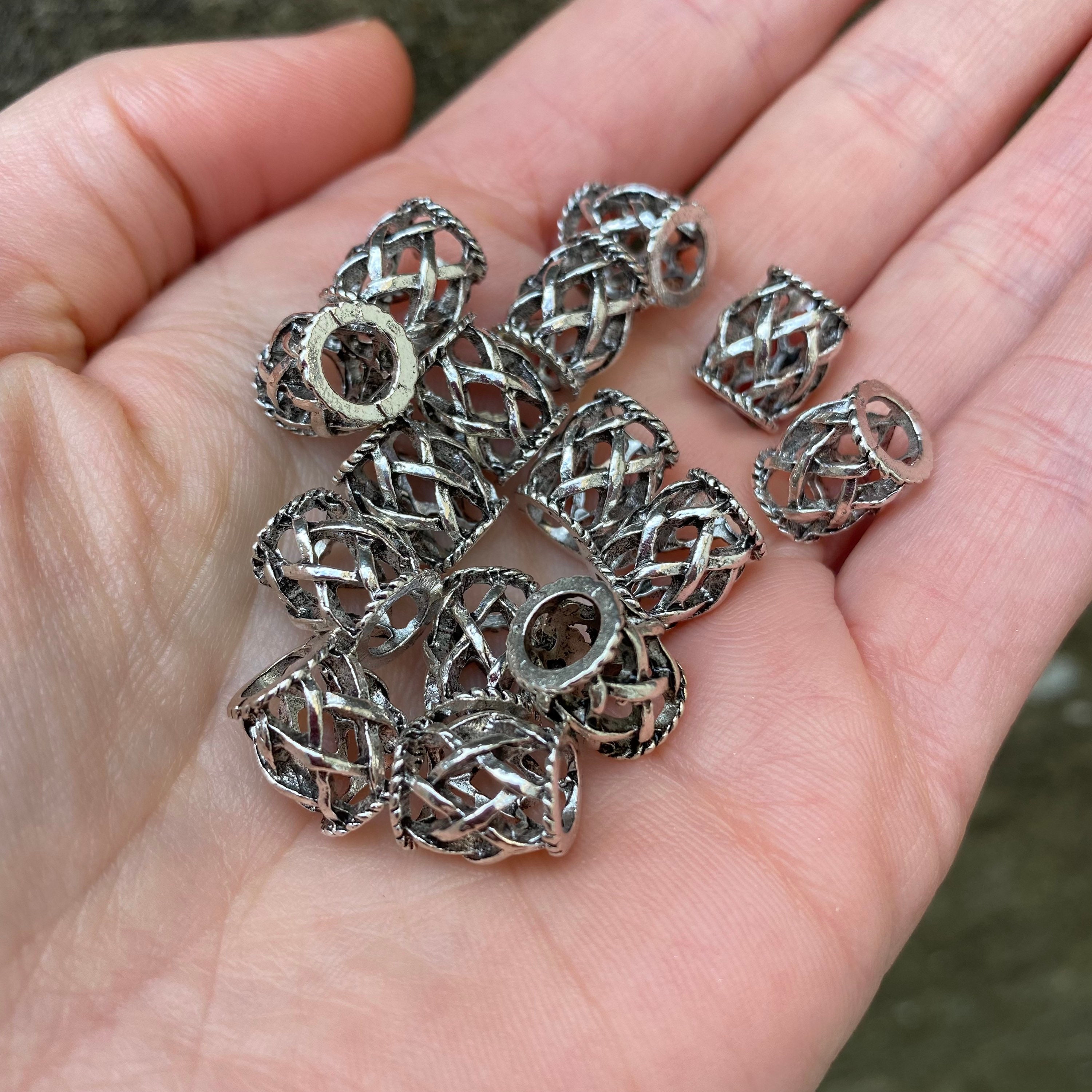 15 Silver Dreadlock Beads Celtic Beads Beard Beads Braid - Etsy