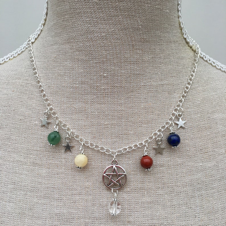 The 5 Elements Pentacle Gemstone Necklace Pagan Wicca - Etsy