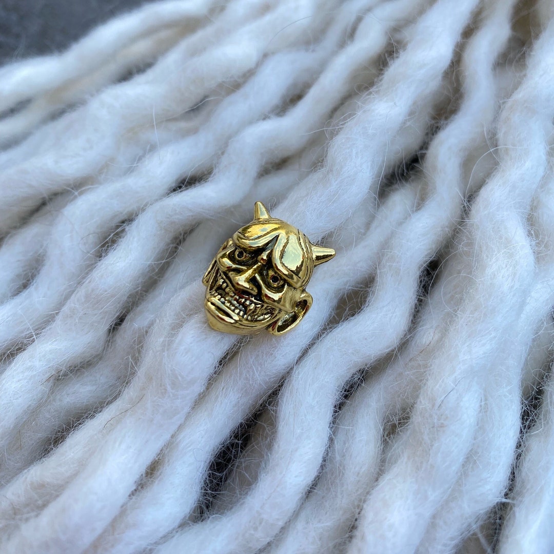 1 Gold Tone Devil Dreadlock Bead - 6mm Hole - Braid Bead - Beard Bead ...