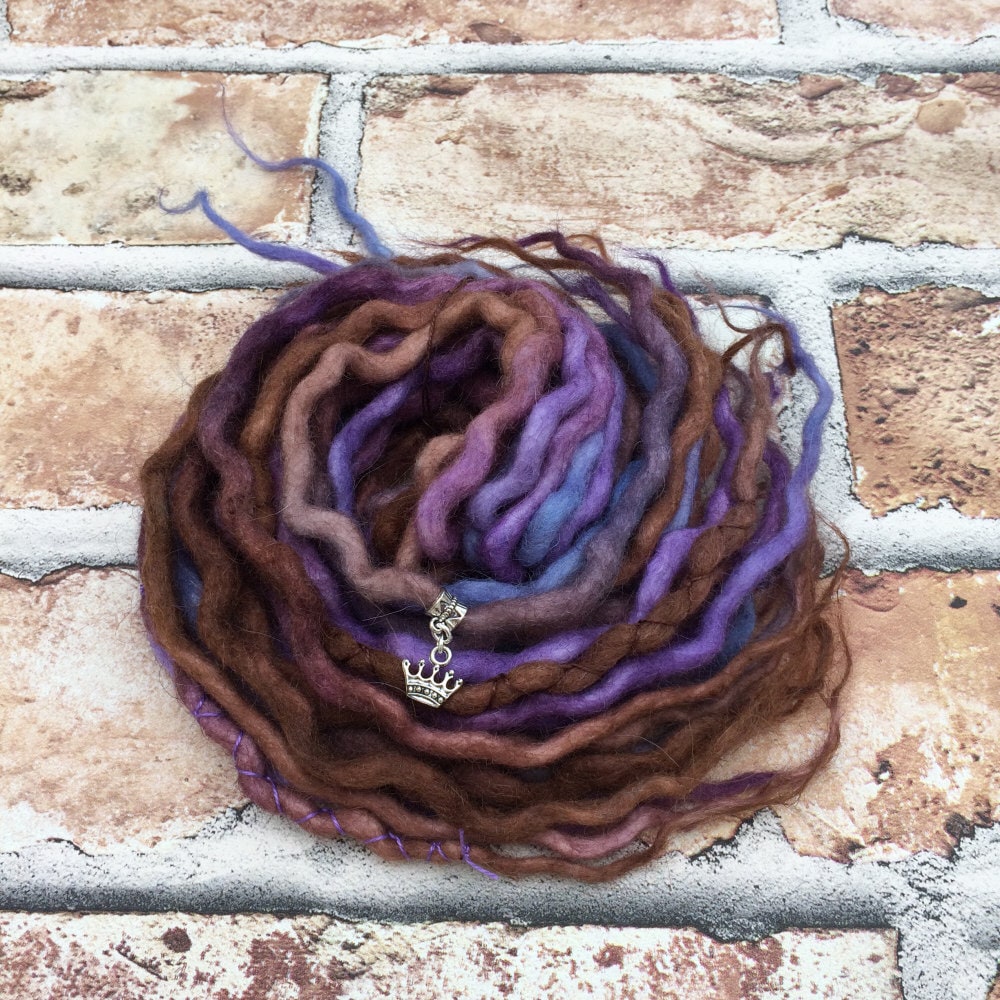Dreadlocks Single Ended Brown Lilac & Blue Custom Wool Hair - Etsy UK