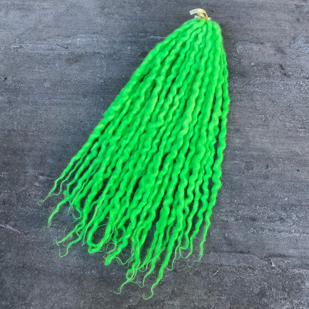 Custom UV Reactive Neon Green - Double Ended Wool Dreadlocks - Choose ...