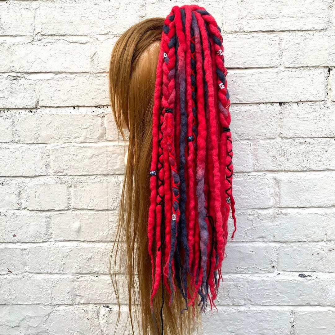 Smoky Scarlet Dreadlock Ponytail Extension Claw Clip 23 Inches Clip in ...